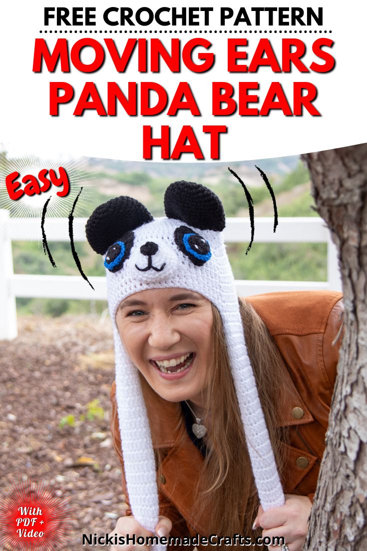 FREE Crochet Panda Hat with Moving Ears Pattern - Nicki's Homemade Crafts