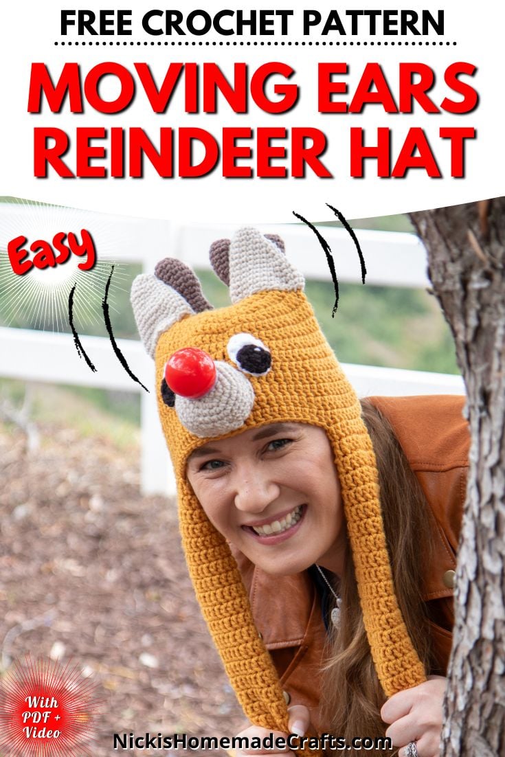 Crochet Reindeer Hat with Moving Ears - FREE Pattern - Nicki's Homemade ...