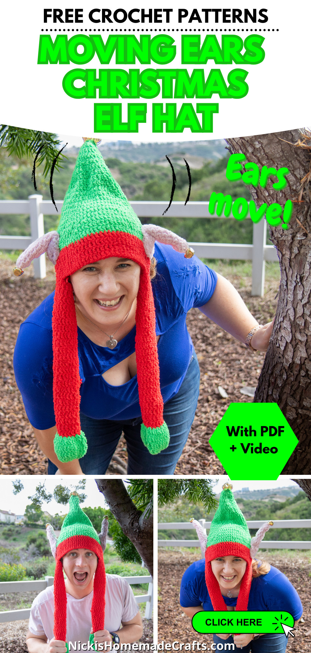 Easy Pop-Up Christmas Crochet Elf Hat with Moving Ears - Free Pattern ...