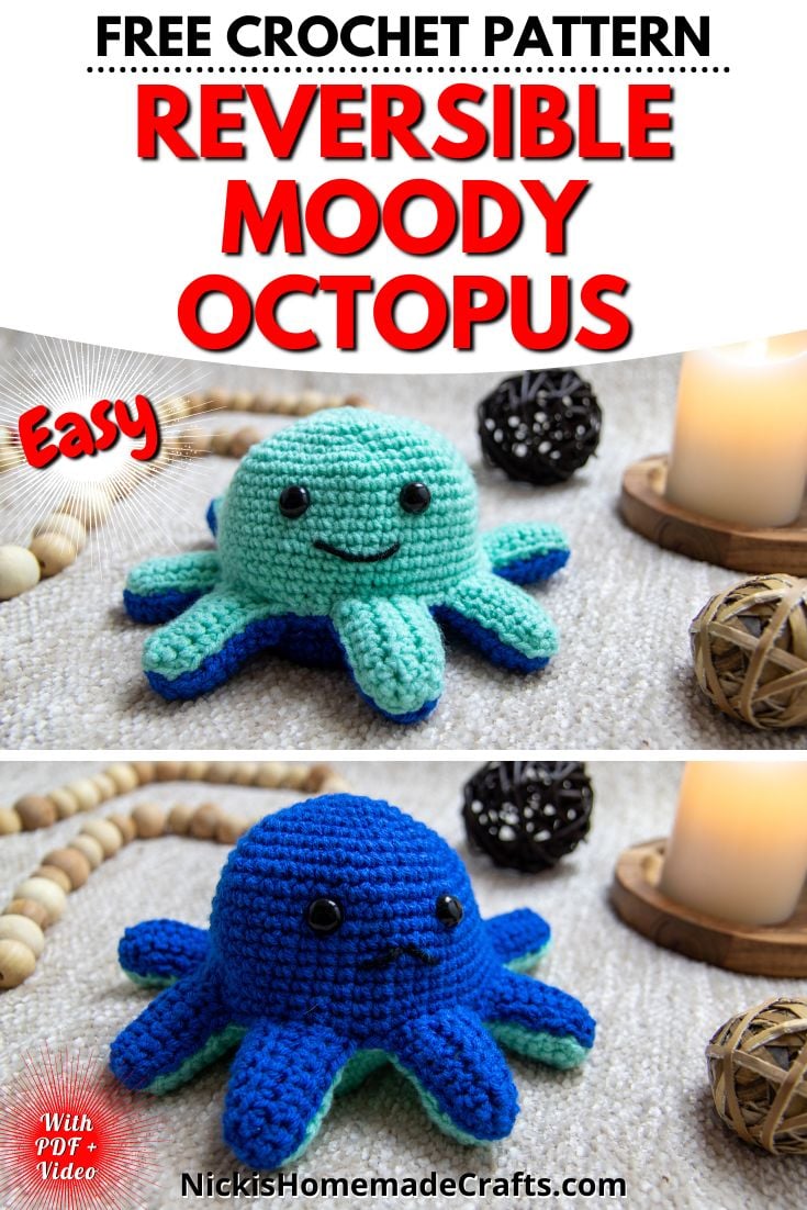 FREE Crochet Reversible Moody Octopus Plush Toy Pattern - Nicki's ...