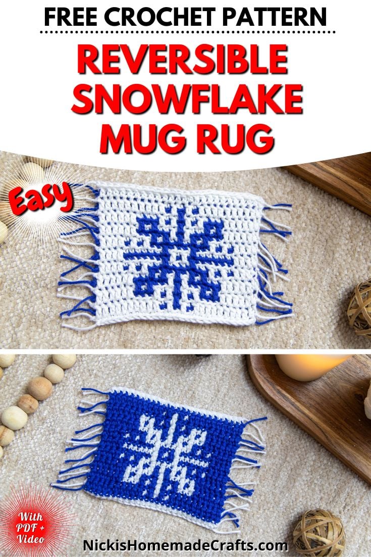 FREE Mosaic Crochet Snowflake Mug Rug Coaster Pattern - Nicki's ...