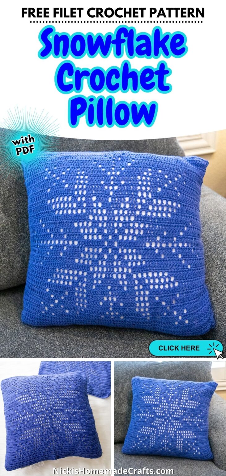 FREE Easy Filet Crochet Snowflake Pillow Pattern - Nicki's Homemade Crafts