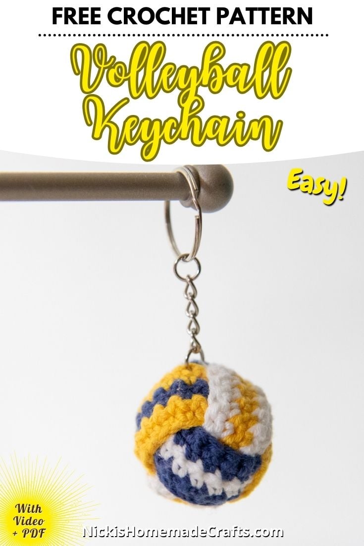 FREE Cute Volleyball Crochet Keychain Pattern - Nicki's Homemade Crafts