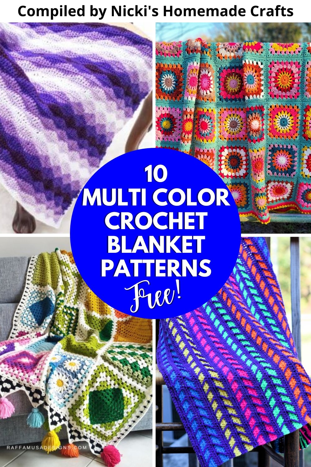 10 Super Multi Color Crochet Blanket Patterns - FREE! - Nicki's ...