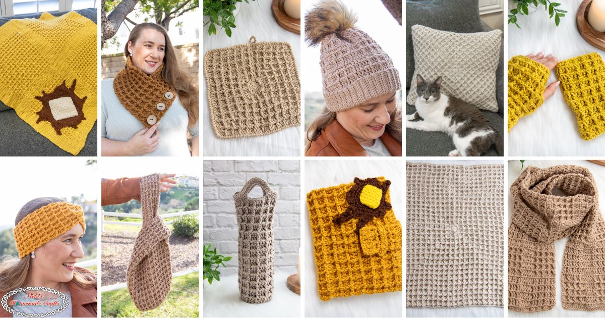 12 Crochet Waffle Stitch Patterns - Waffle Stitch Made Easy - Nicki's ...