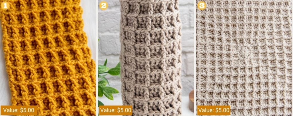 12 Crochet Waffle Stitch Patterns - Waffle Stitch Made Easy - Nicki's ...