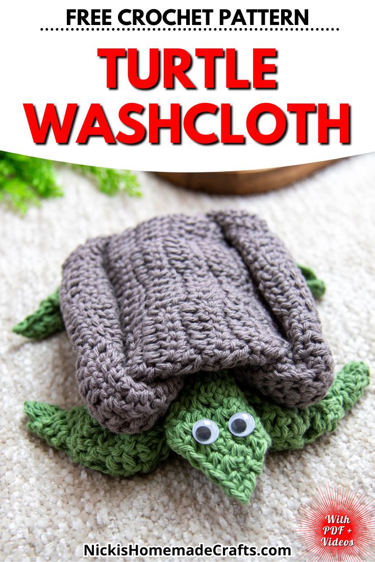 Free Crochet Turtle Washcloth Pattern Made with EASY Squares - Nicki's ...
