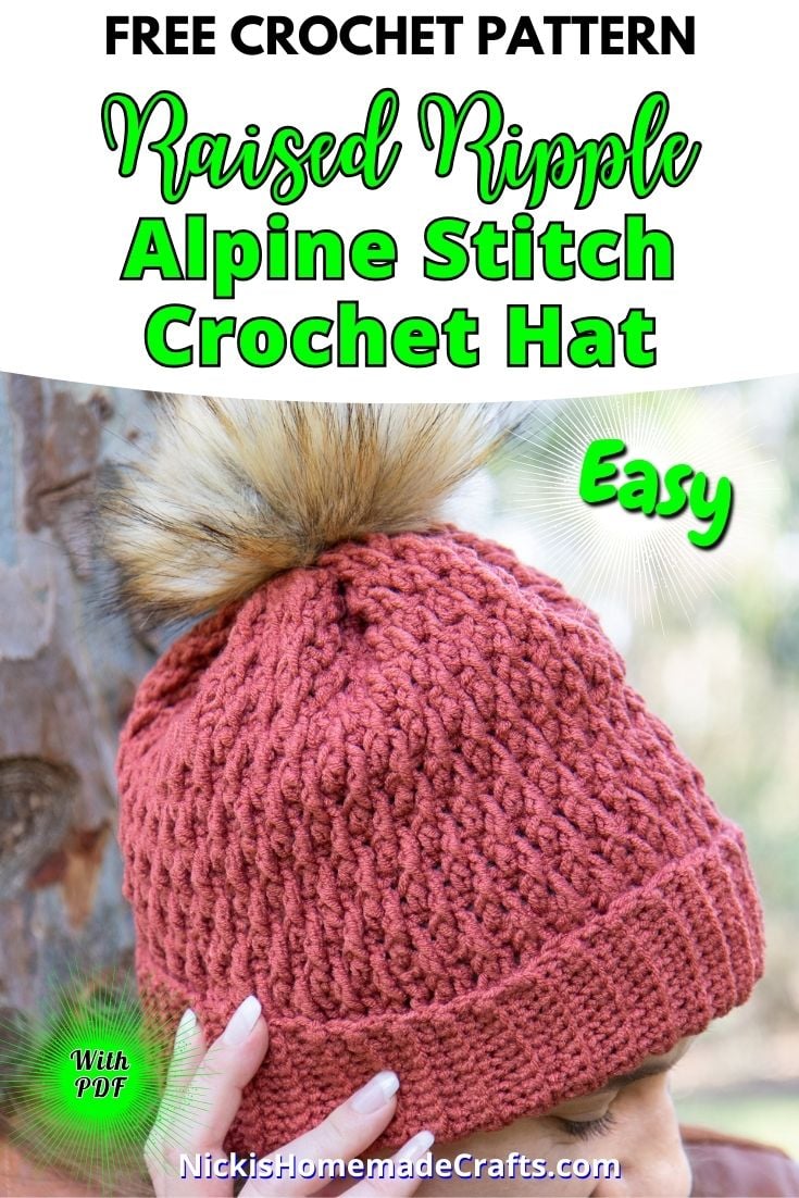 Raised Ripple Alpine Stitch Crochet Hat - FREE Pattern - Nicki's ...