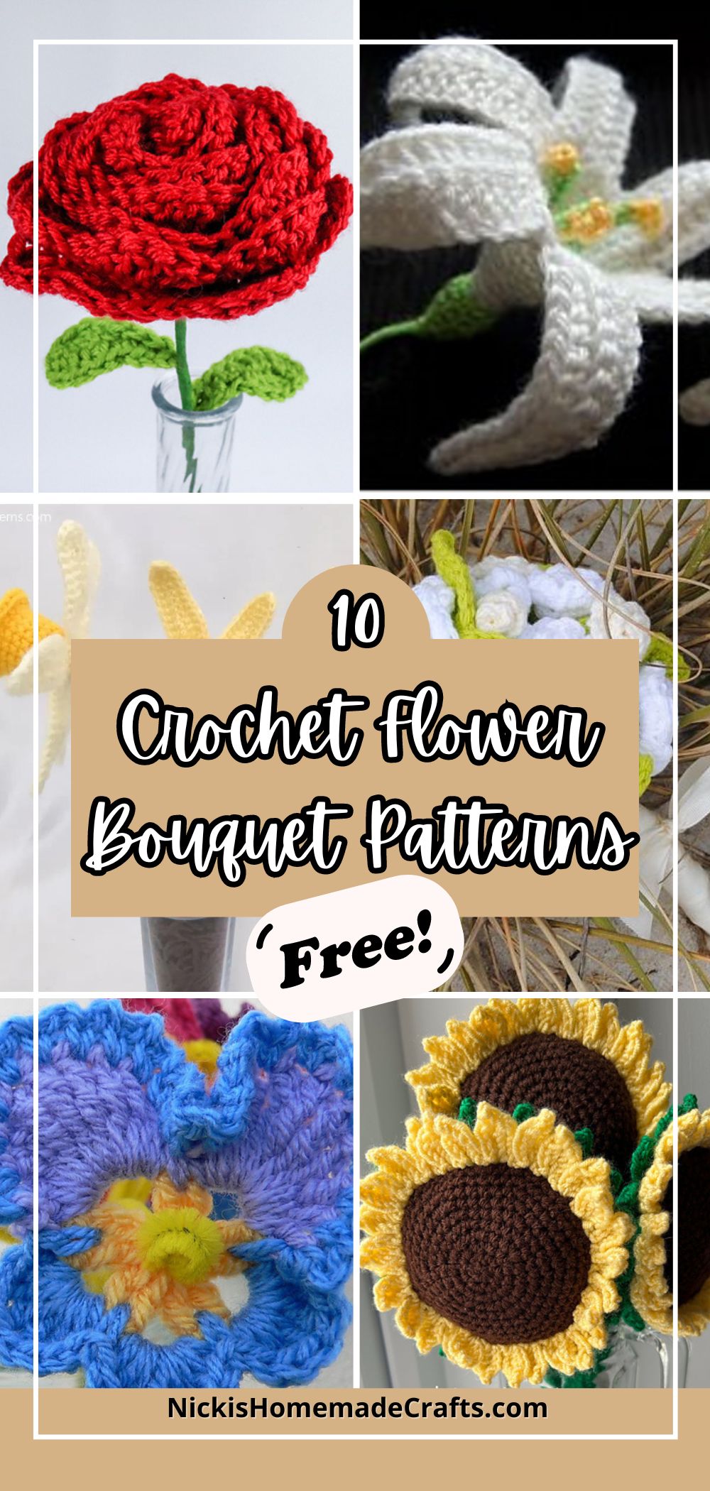 10 Free Beautiful Crochet Flower Bouquet Patterns - Nicki's Homemade Crafts