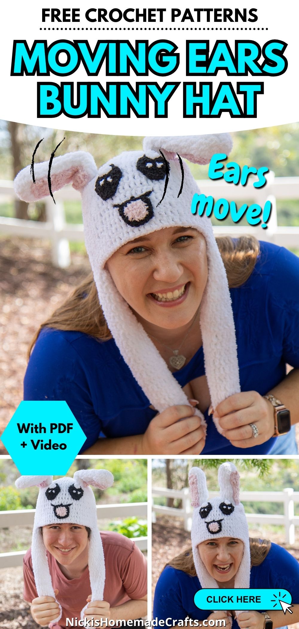 Pop-Up Crochet Bunny Hat with Moving Ears - FREE Pattern - Nicki's ...
