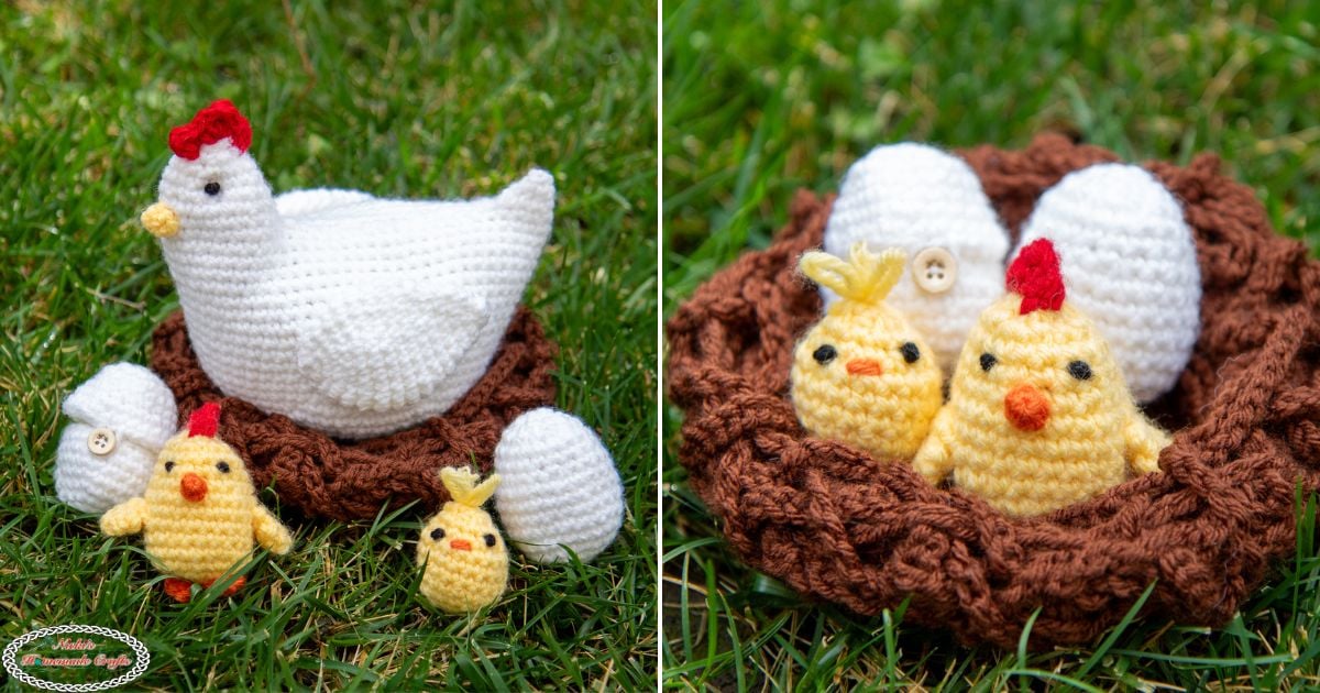 Free Crochet Chicken with Baby Chicks, Eggs, and Nest - 6-in-1 Pattern ...