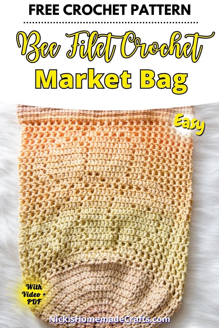 FREE Bee Filet Crochet Market Bag Pattern - Nicki's Homemade Crafts