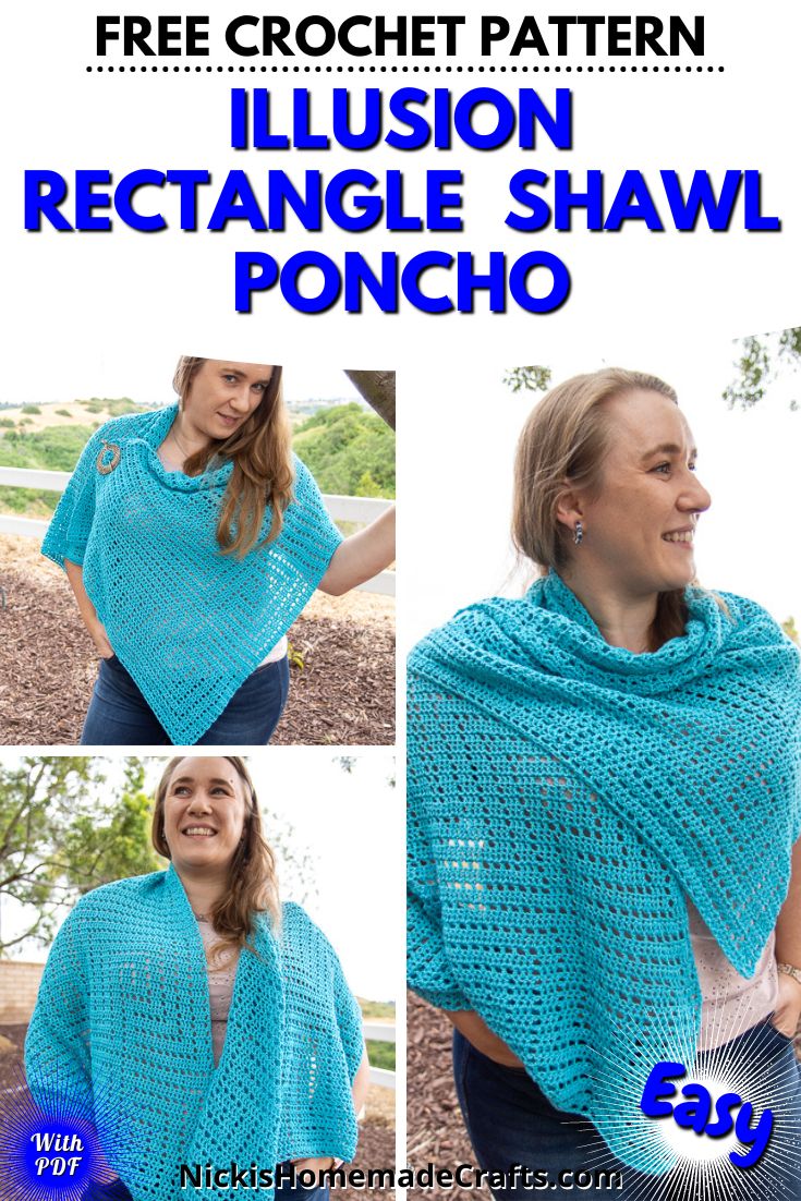 Free Filet Crochet Shawl Pattern - Illusion Rectangle Poncho - Nicki's ...