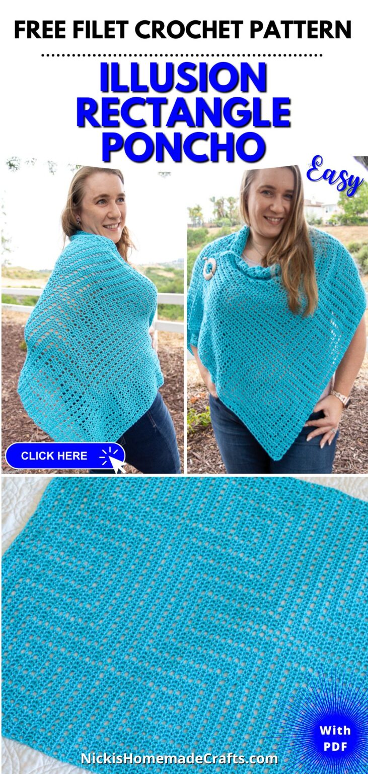 Free Filet Crochet Shawl Pattern - Illusion Rectangle Poncho - Nicki's ...