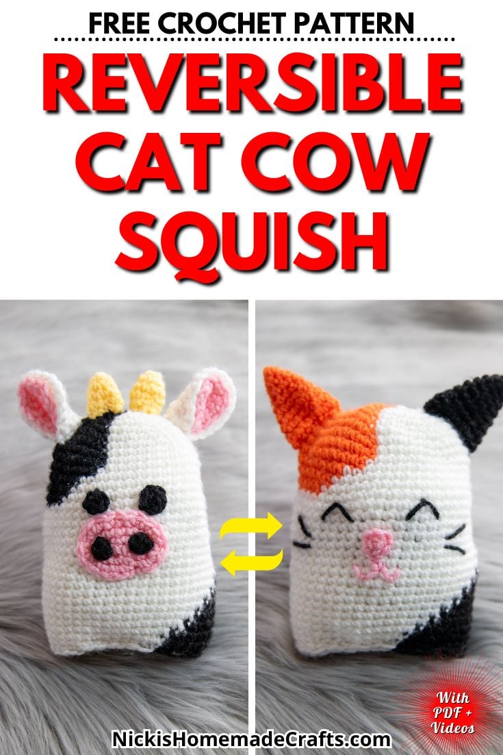 FREE Crochet Reversible Cat Cow Squish Pattern - Nicki's Homemade Crafts