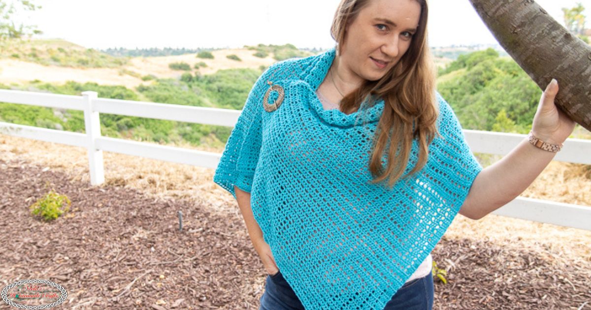 Free Filet Crochet Shawl Pattern - Illusion Rectangle Poncho - Nicki's ...
