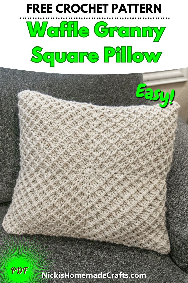 Free Waffle Pillow Crochet Pattern Using 1 Granny Square - Nicki's ...