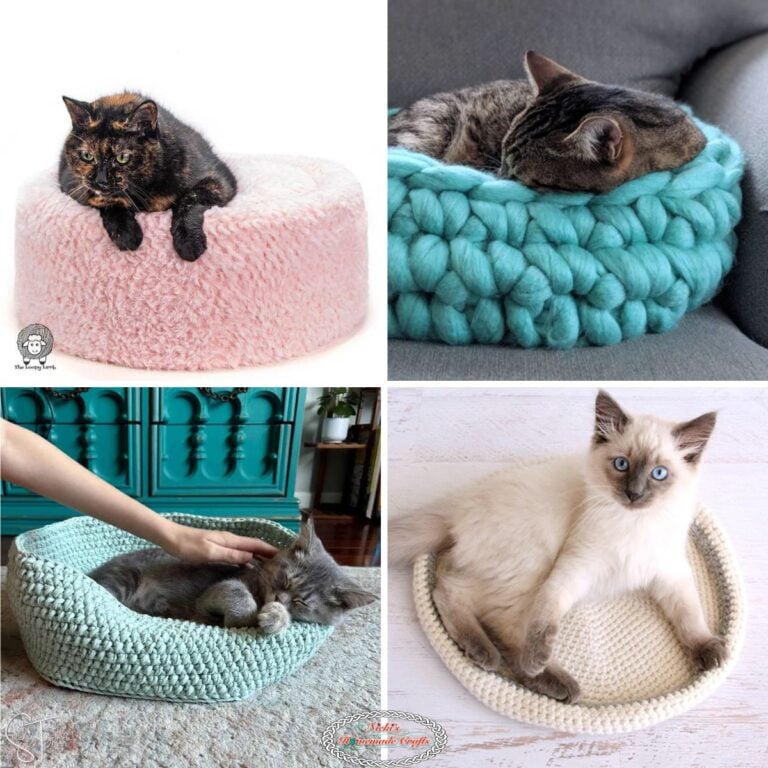 10 Free Super Cozy Crochet Cat Bed Patterns - Nicki's Homemade Crafts