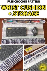 FREE Mosaic Crochet Keyboard Wrist Cushion with Storage Pattern - Nicki ...