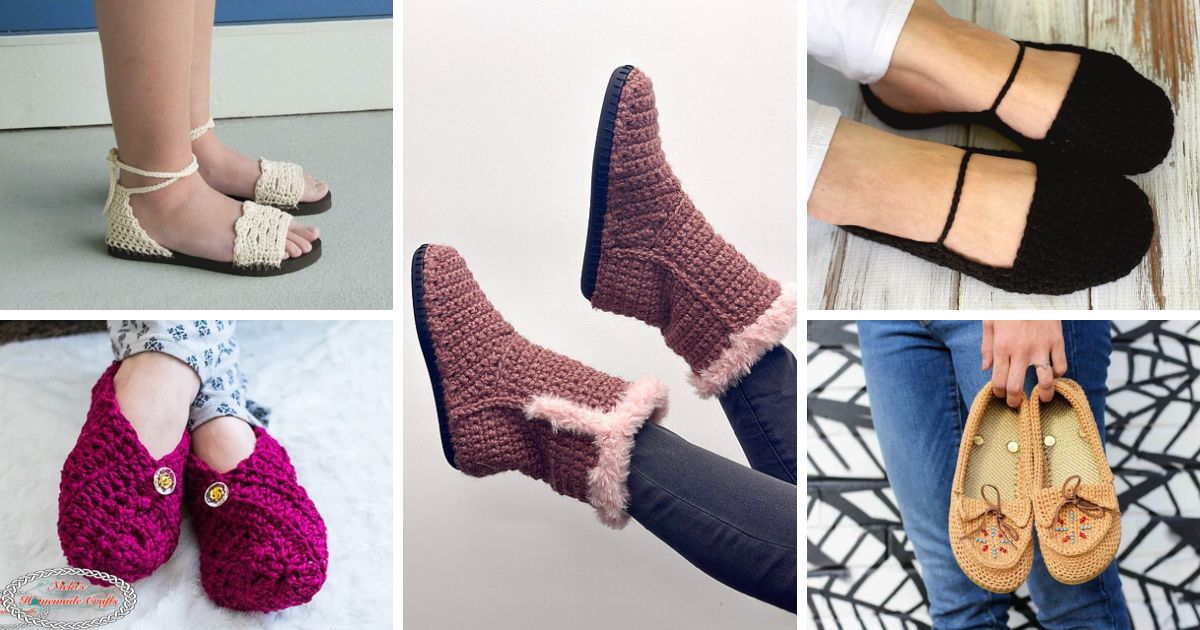 FREE Crochet Shoes for Ladies - 10 EASY Cozy Patterns - Nicki's ...