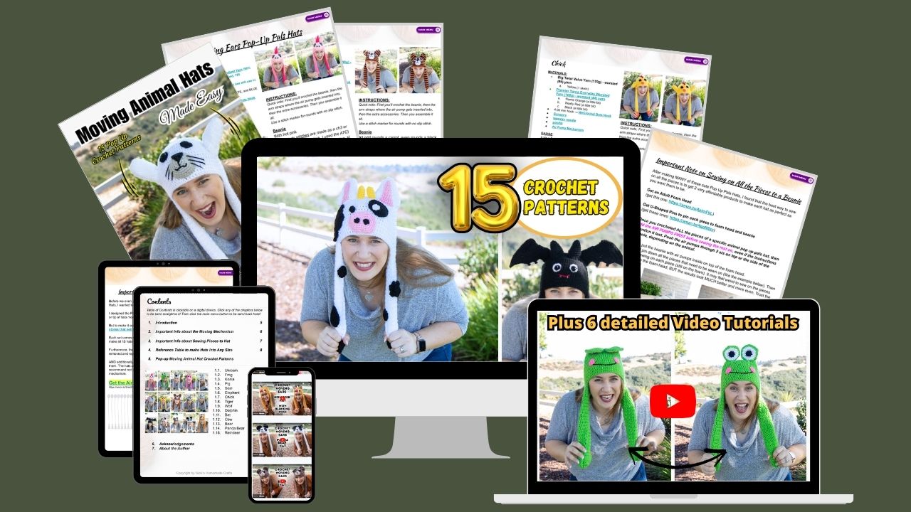 15 Crochet Moving Animal Hats Made Easy Video Ebook - Nicki's Homemade ...