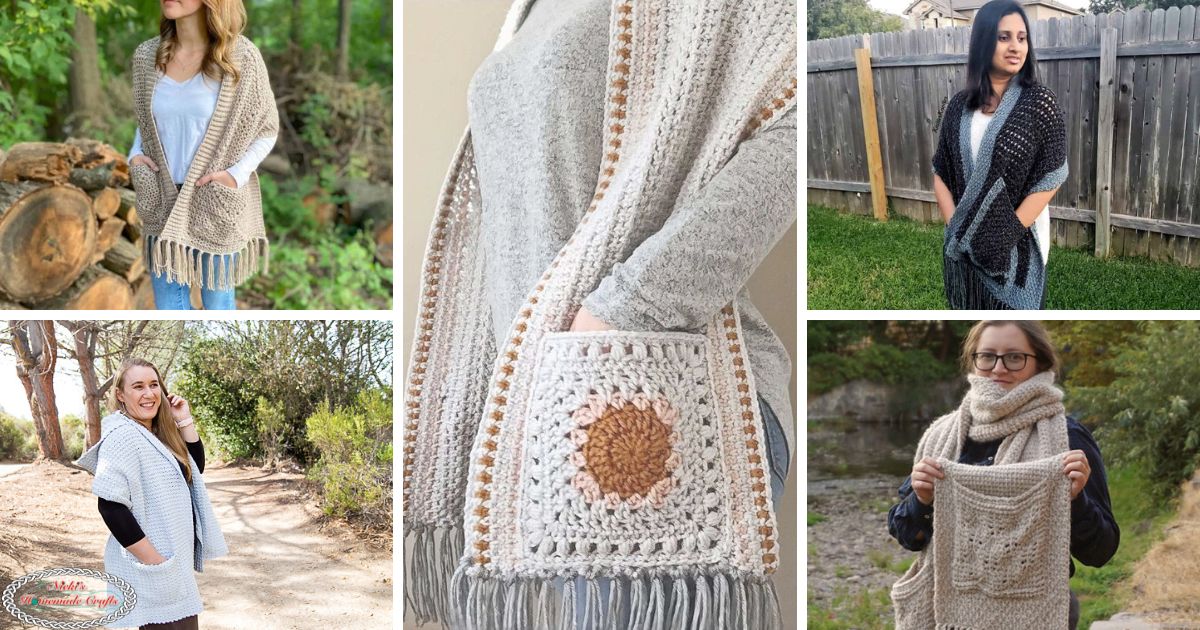 10 Free Cozy Crochet Pocket Shawl Patterns - Nicki's Homemade Crafts