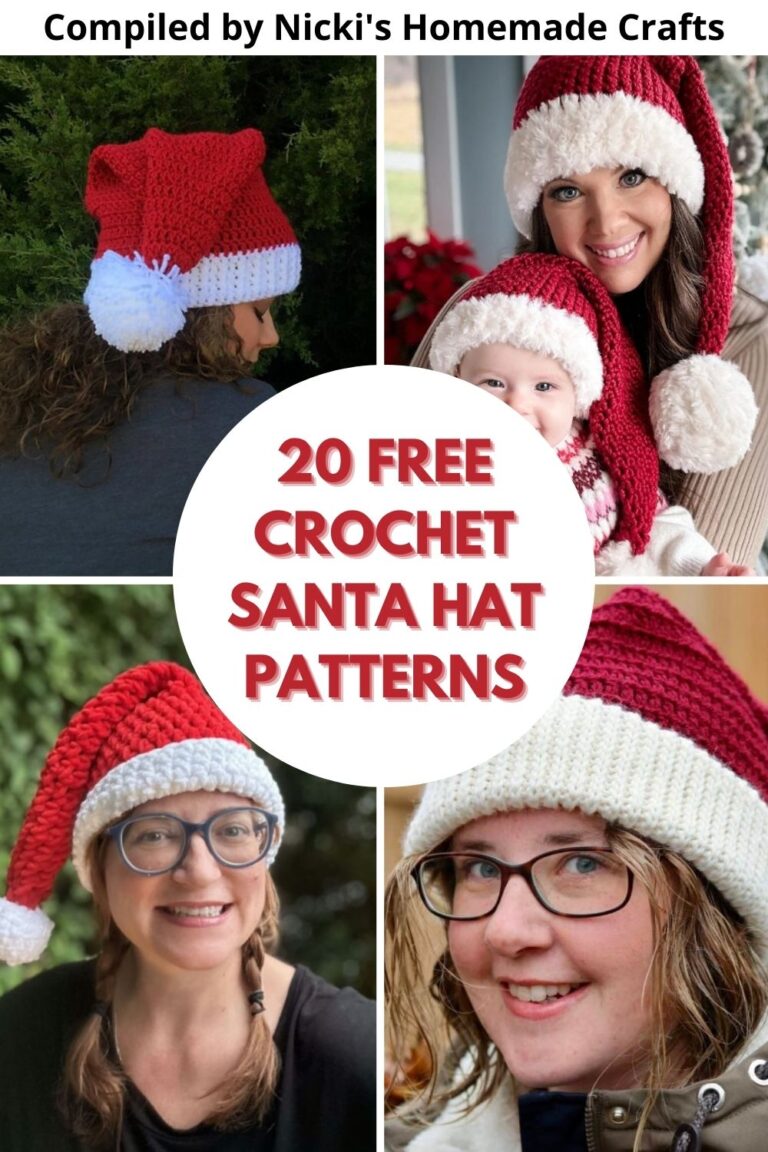 20 Easy Free Crochet Santa Hat Patterns for Christmas - Nicki's ...