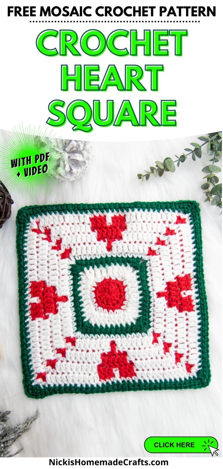 Free Crochet Heart Square Pattern - MooglyCAL Afghan Block 20 - Nicki's ...