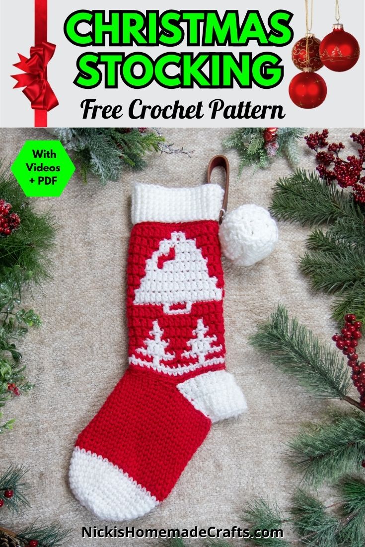 FREE Mosaic Crochet Christmas Stocking Pattern with Cable Ornament ...