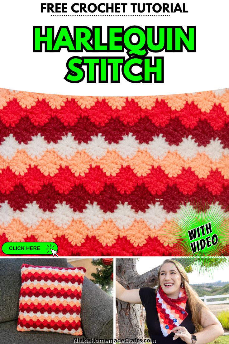 Crochet Harlequin Stitch Tutorial with Video - Day 5 of Advent Calendar MCAL 2024 - Nicki's ...