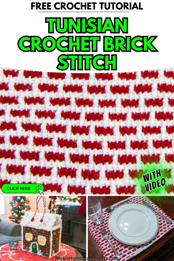 Tunisian Crochet Brick Stitch Tutorial with Video - Day 7 of Advent ...
