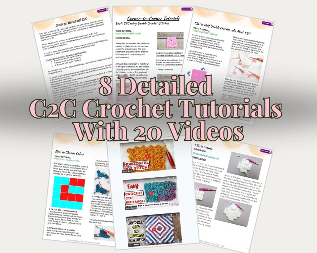 Crochet C2C Made Easy Ebook - Ultimate Beginner Guide - Nicki's ...