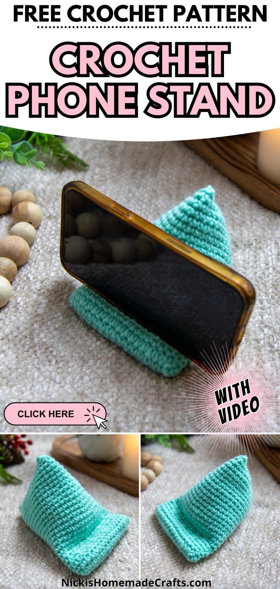 Easy FREE Crochet Phone Holder Wedge Pattern - Quick Gift - Nicki's ...