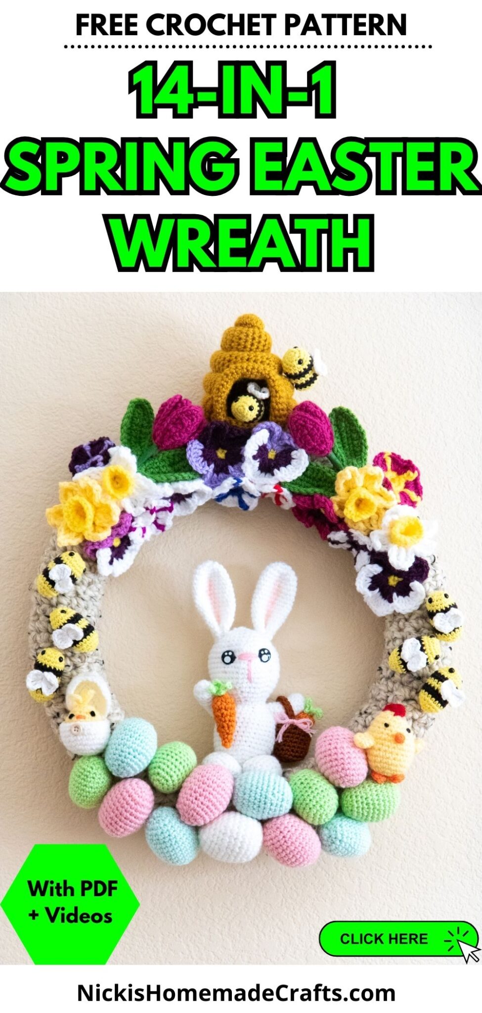 Free Crochet Spring Easter Wreath - 14-in-1 Patterns - 3-Day LIVE ...