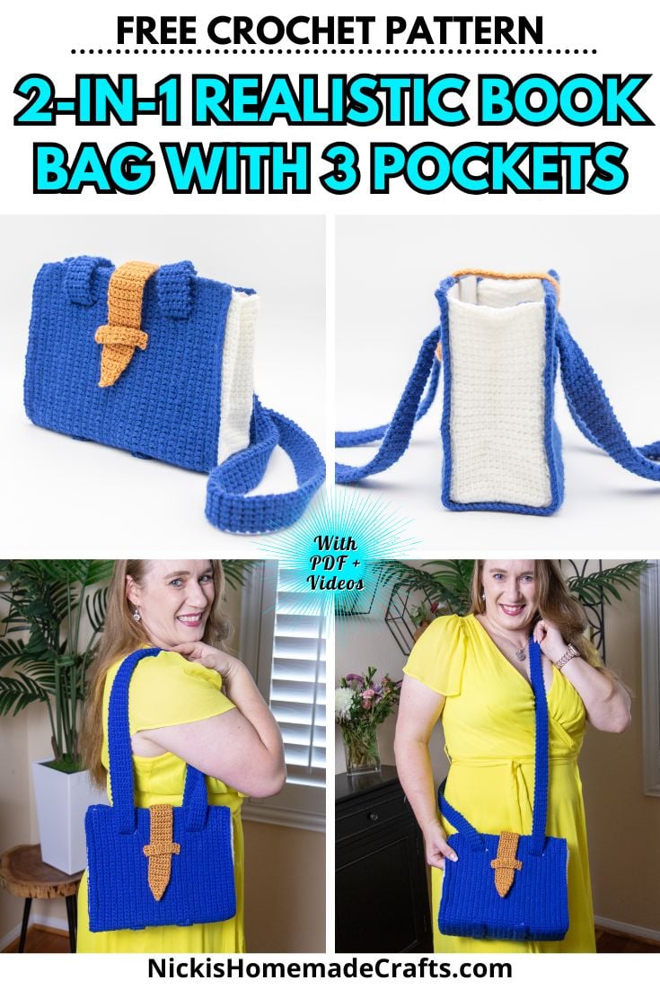 Free Crochet Book Bag - Realistic 2-in-1 Pattern with Many Pockets - 3 ...
