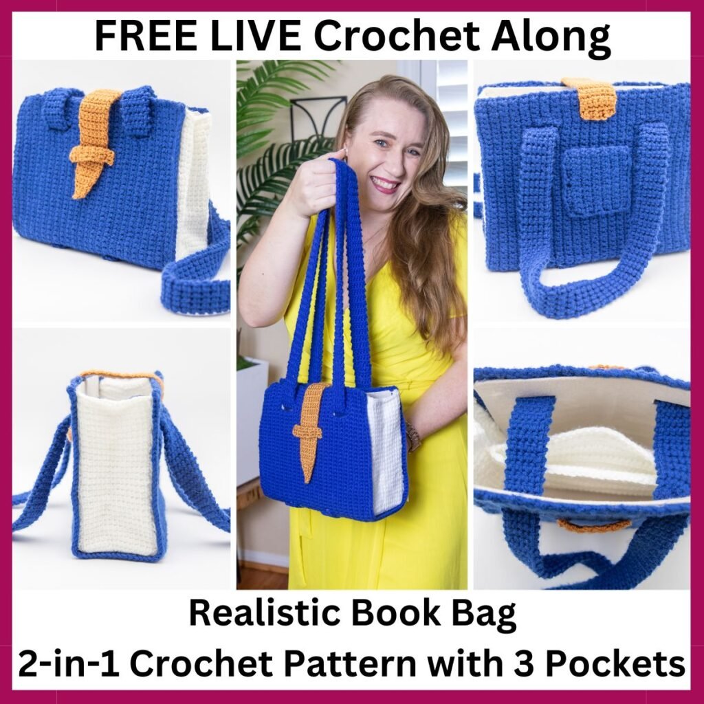 Free Crochet Book Bag - Realistic 2-in-1 Pattern with Many Pockets - 3 ...
