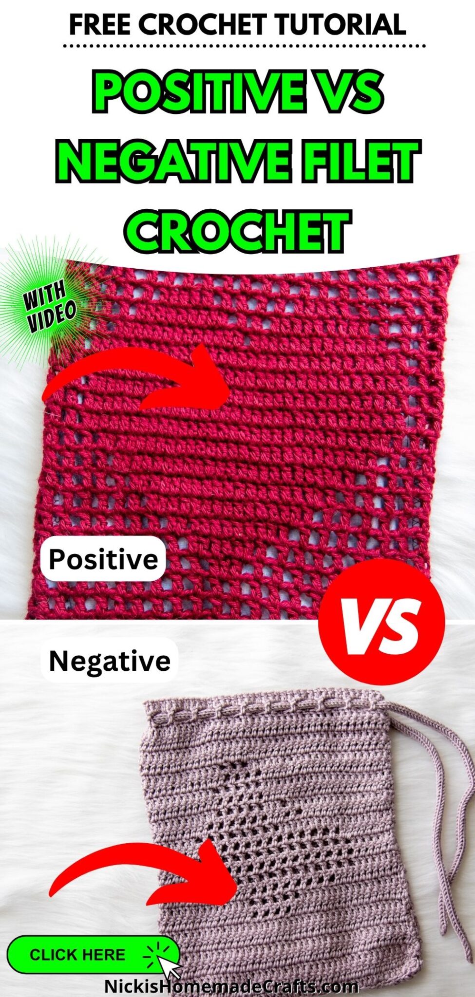 Filet Crochet Tutorial: Positive VS Negative Images - Nicki's Homemade ...