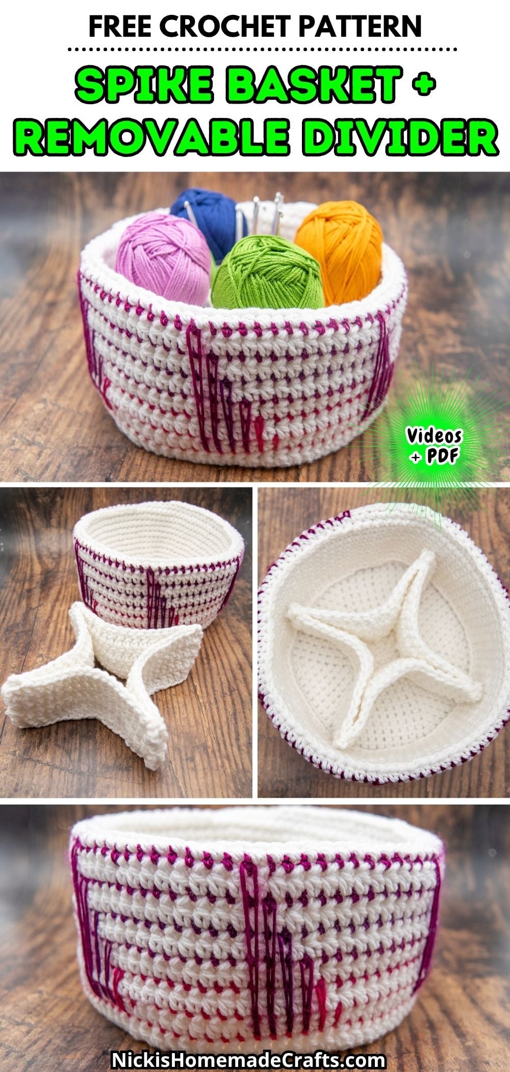 Free Spike Stitch Crochet Basket Pattern with Removable Divider - Nicki ...