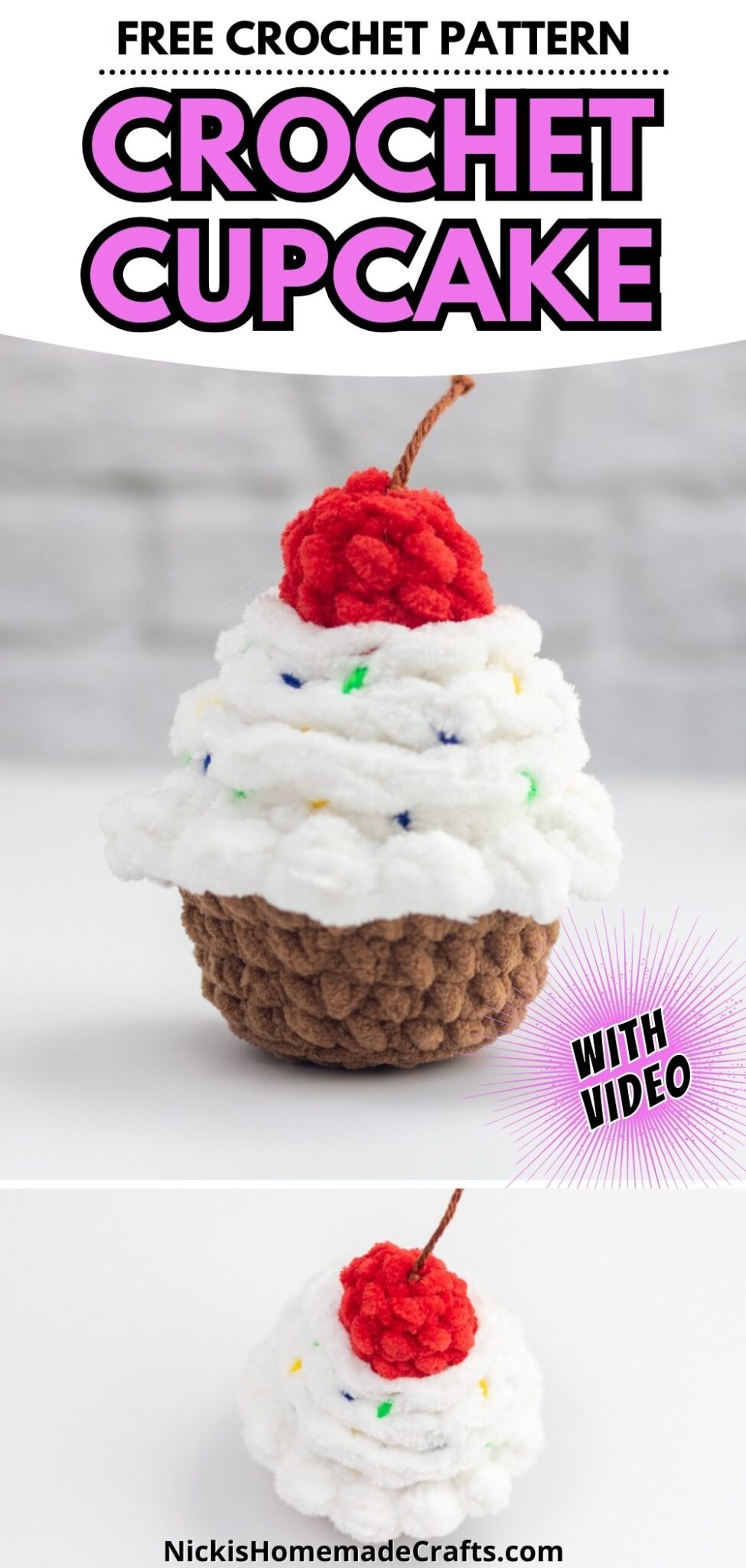 Free No-Sew Crochet Cupcake Pattern – Easy Cake Plushie for Craft Fairs ...