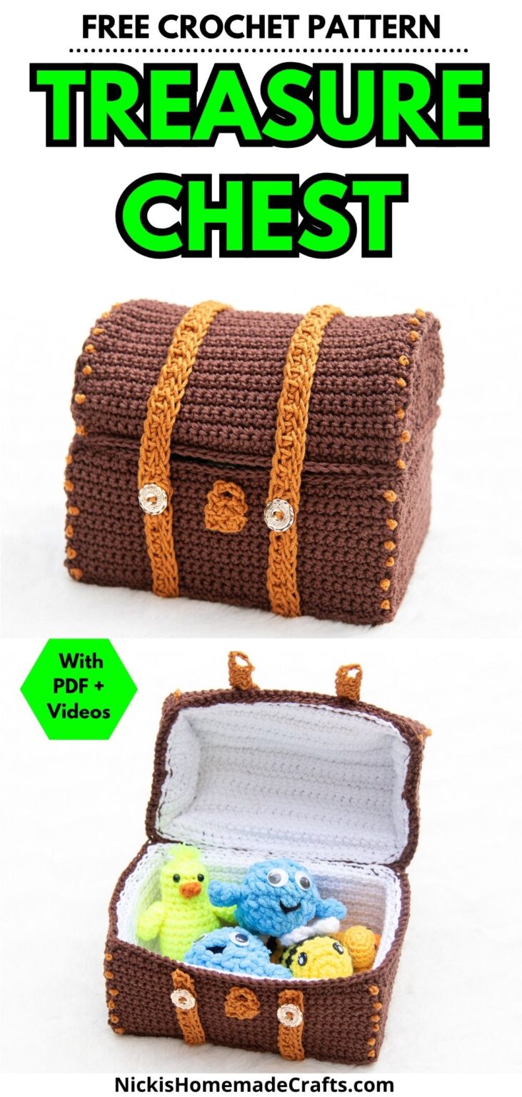 Free Crochet Treasure Chest Storage Basket Pattern - 3 Video Tutorials Included - Nicki's ...