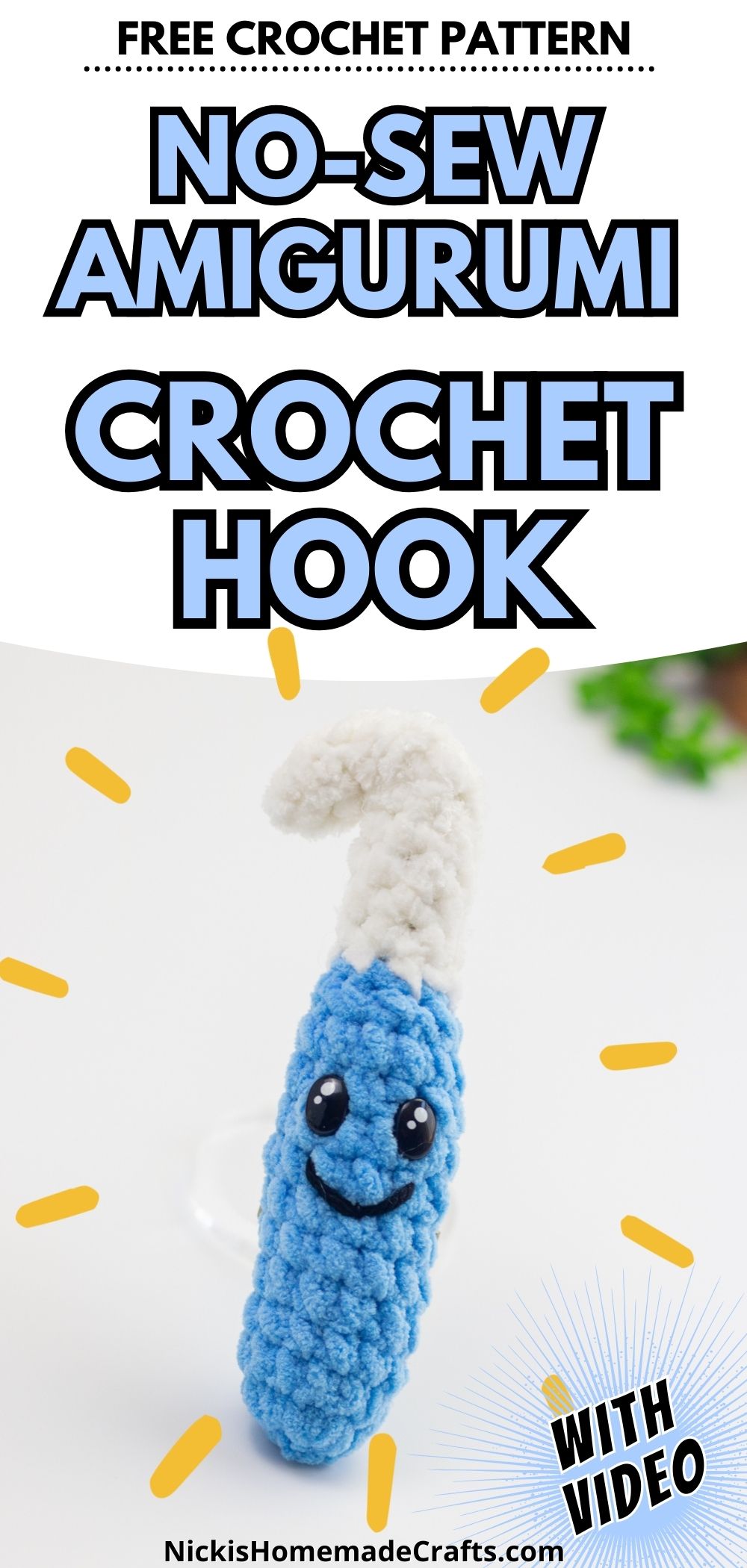 Cute FREE Crochet Hook Pattern - No Sew Amigurumi with Video - Nicki's ...