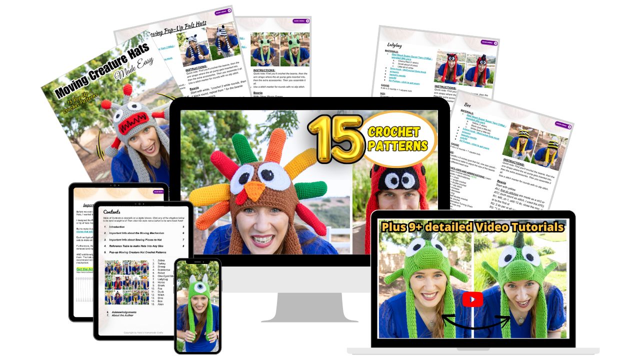 15 Crochet Moving Creature Hats Made Easy Ebook with 9+ Videos - Nicki ...