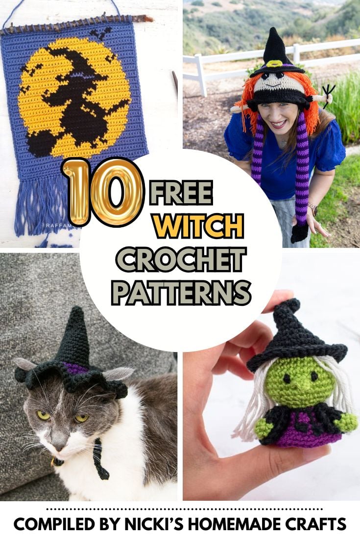 10 Free Crochet Witch Patterns For Halloween - Nicki's Homemade Crafts