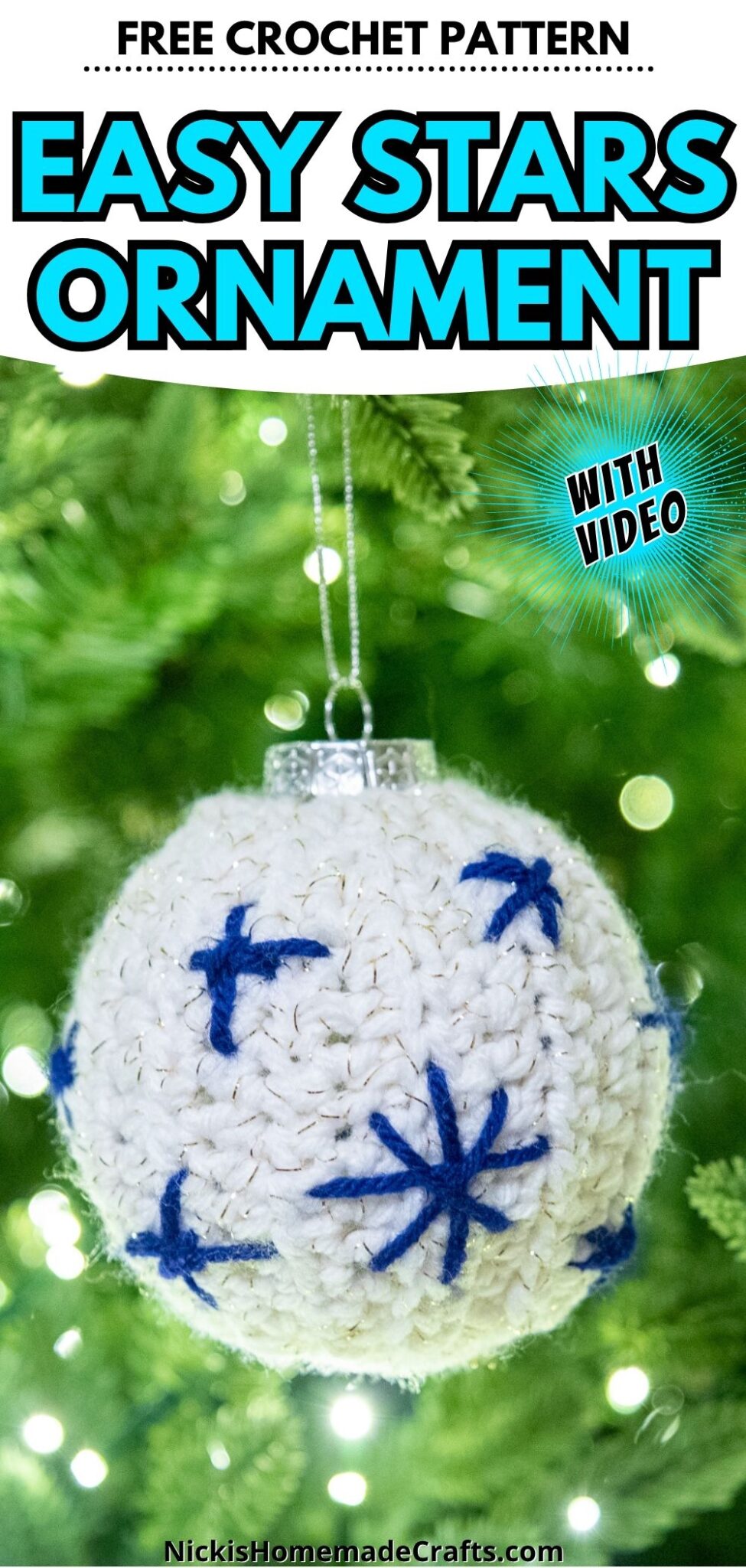 FREE Christmas Ball Crochet Pattern with Stars with Beginner-Friendly ...