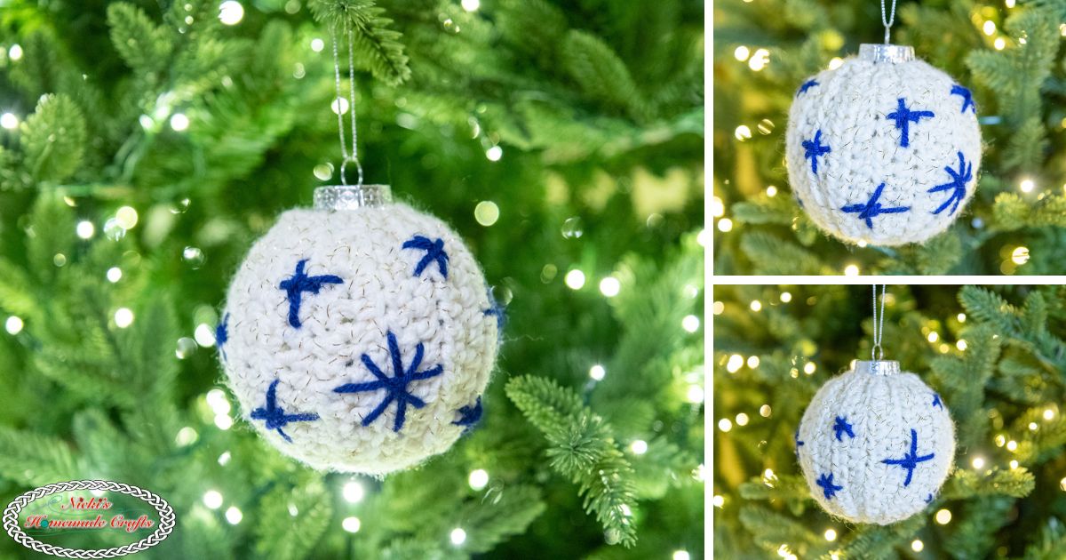 FREE Christmas Ball Crochet Pattern with Stars with Beginner-Friendly ...