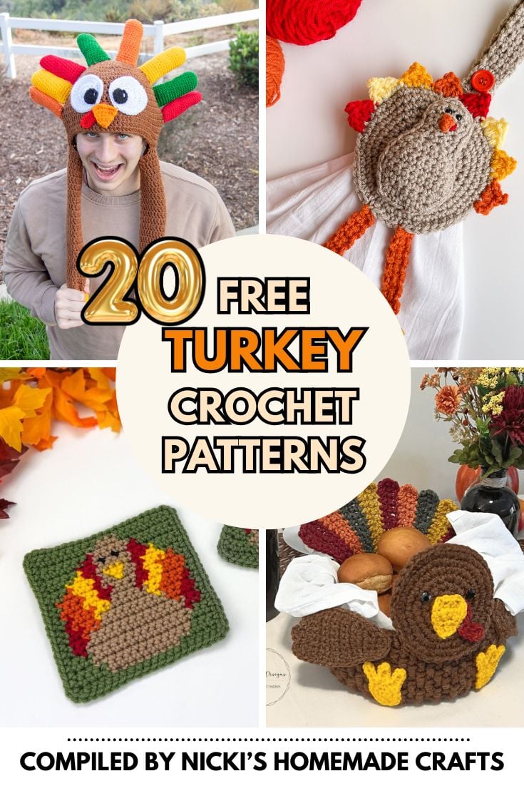 20 Best Free Thanksgiving Turkey Crochet Patterns - Nicki's Homemade Crafts