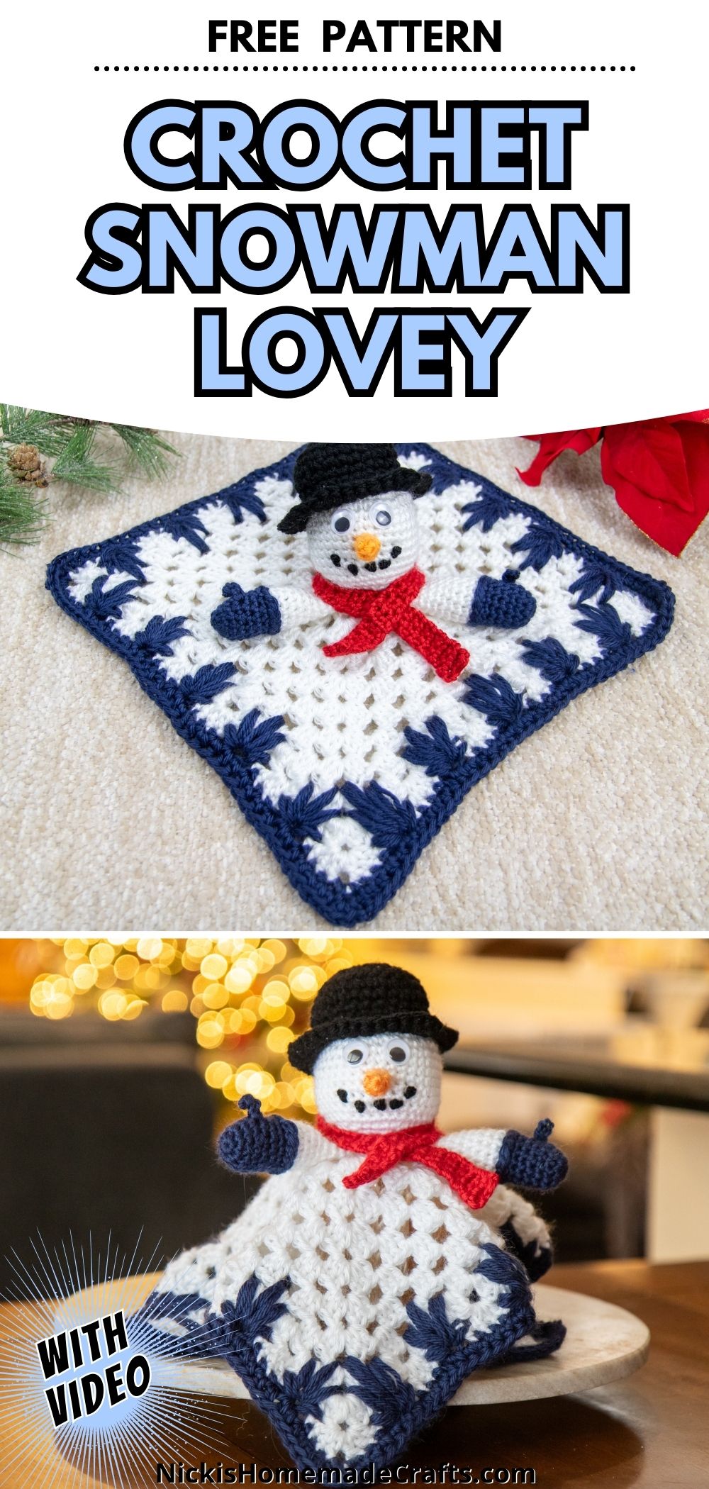 Free Crochet Pattern for a Snowman Lovey - Day 3 of the Advent Calendar ...