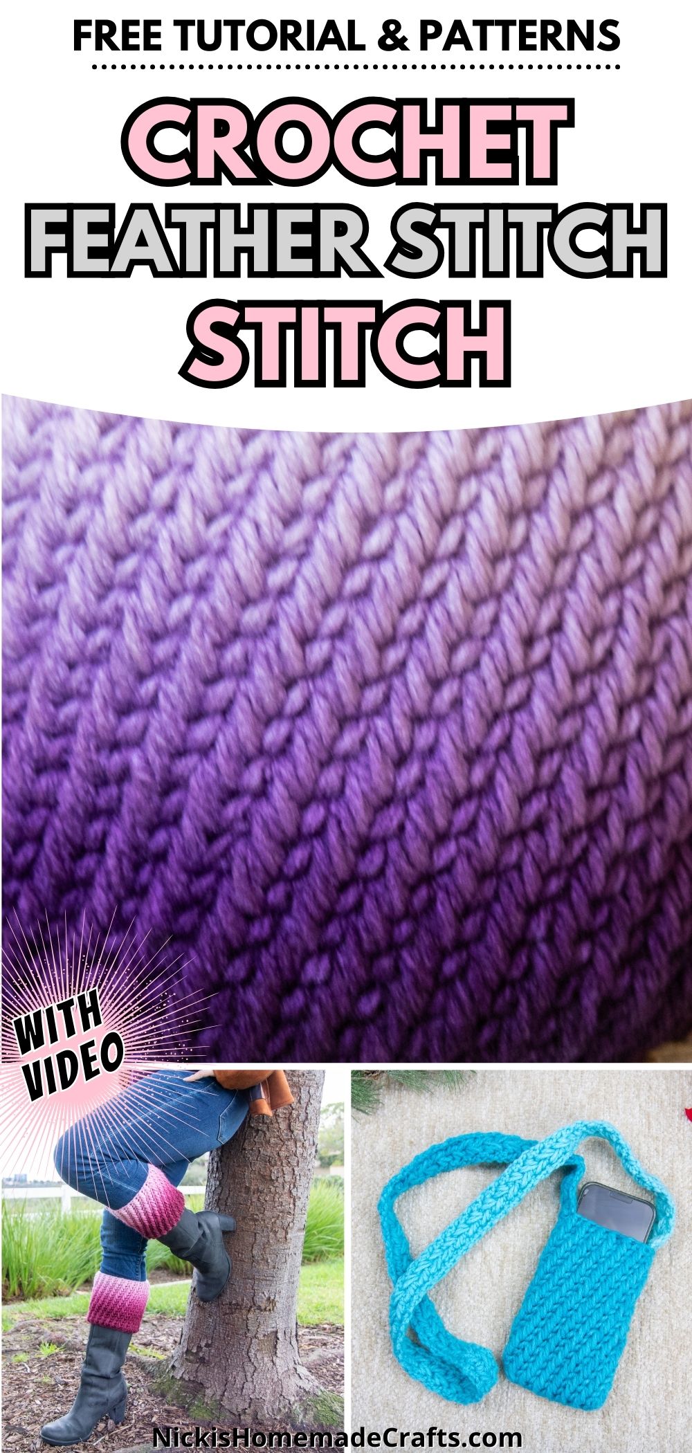 Crochet Feather Stitch Tutorial with Video - Day 8 of Advent Calendar ...