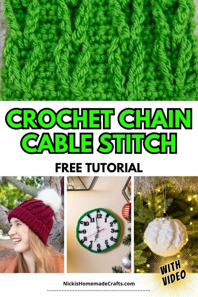 Crochet Chain Cable Stitch Tutorial with Video - Day 23 of Advent ...