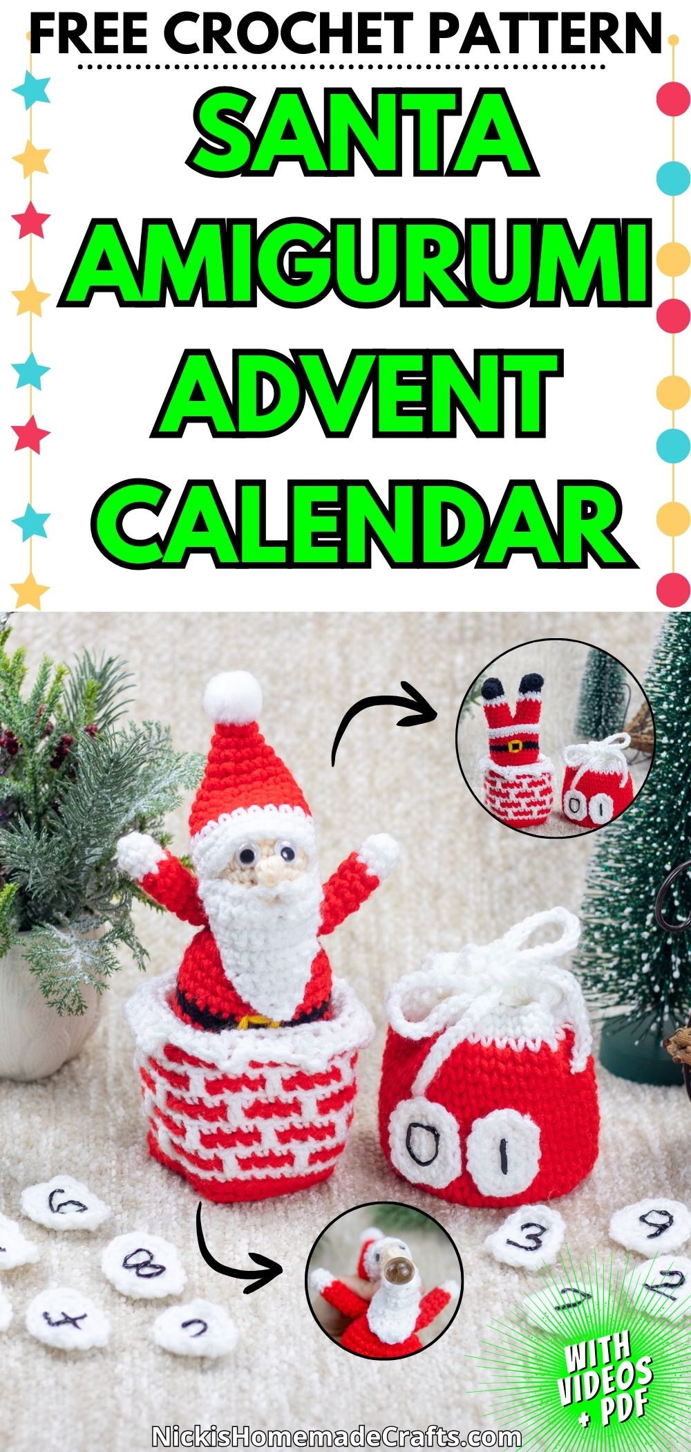 FREE Santa Amigurumi Advent Calendar Crochet Pattern (Santa in Chimney ...